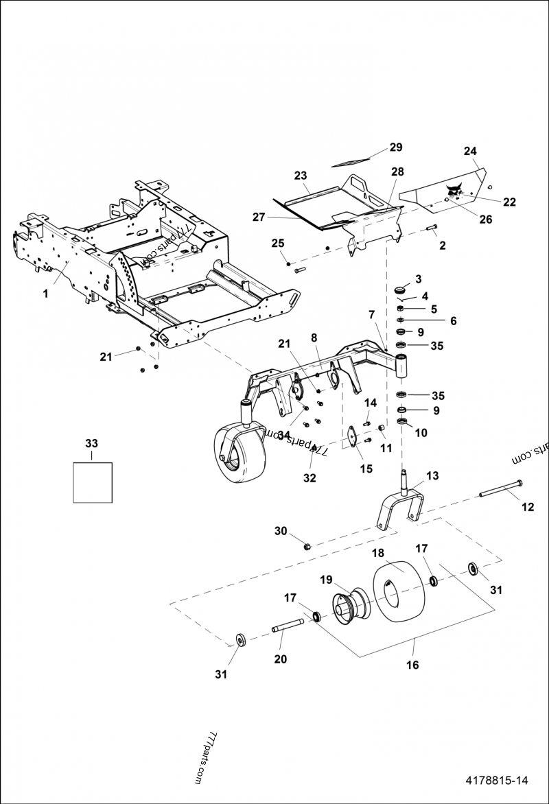 Footplate & Caster Assembly - Turf Bobcat ZT6000 (999601000101 & Above ...