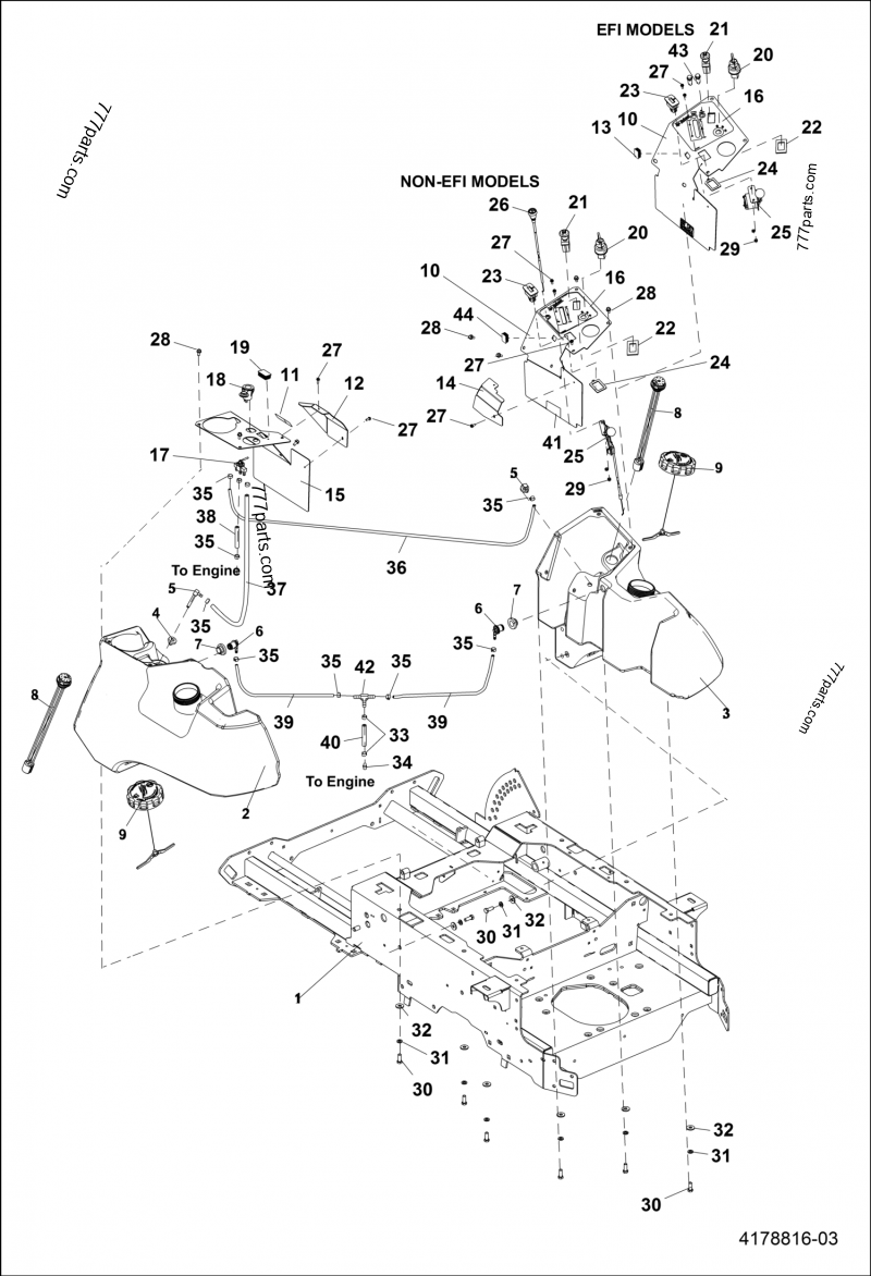 Fuel Tanks / Control Panel - Turf Bobcat ZT7000 (999701100101 & Above ...