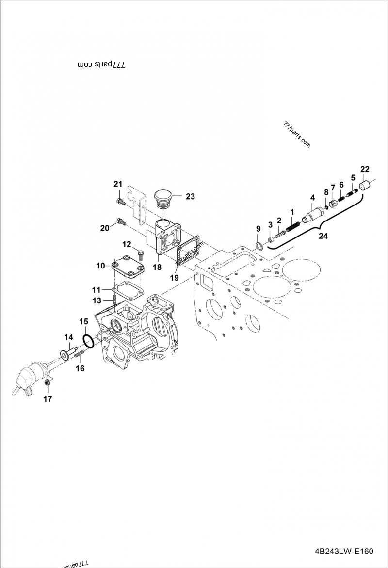 Engine Stop Lever Group - Compact Tractors Bobcat CT2025 (B4VJ11001 ...