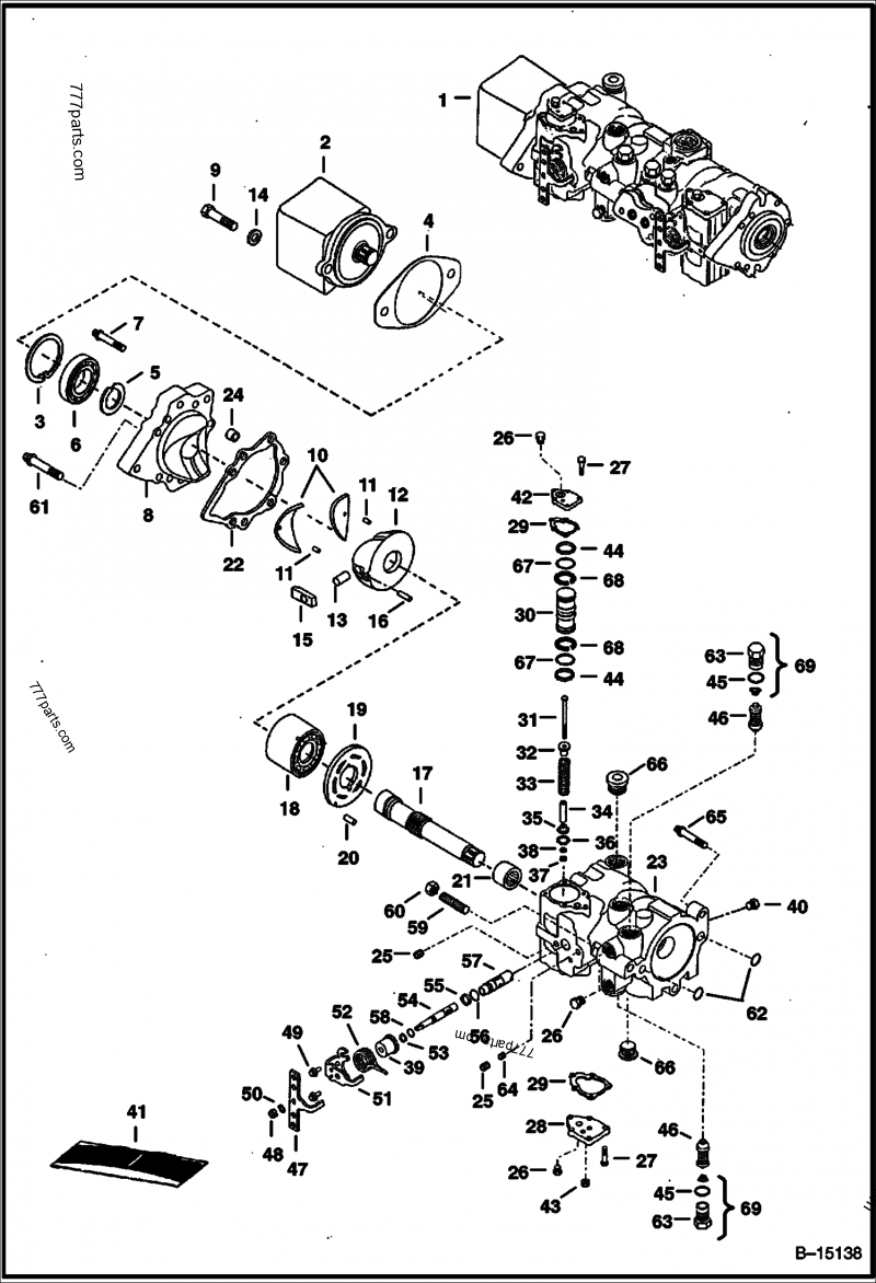 Bobcat 863 Hydraulic Pump Diagram A64) 6 CYL WHEEL LOADER