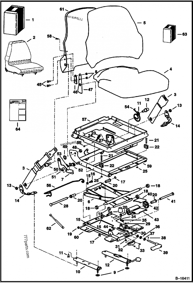 Seat (Suspension - Sears) - Loaders Bobcat 863 (514440001 & Above ...