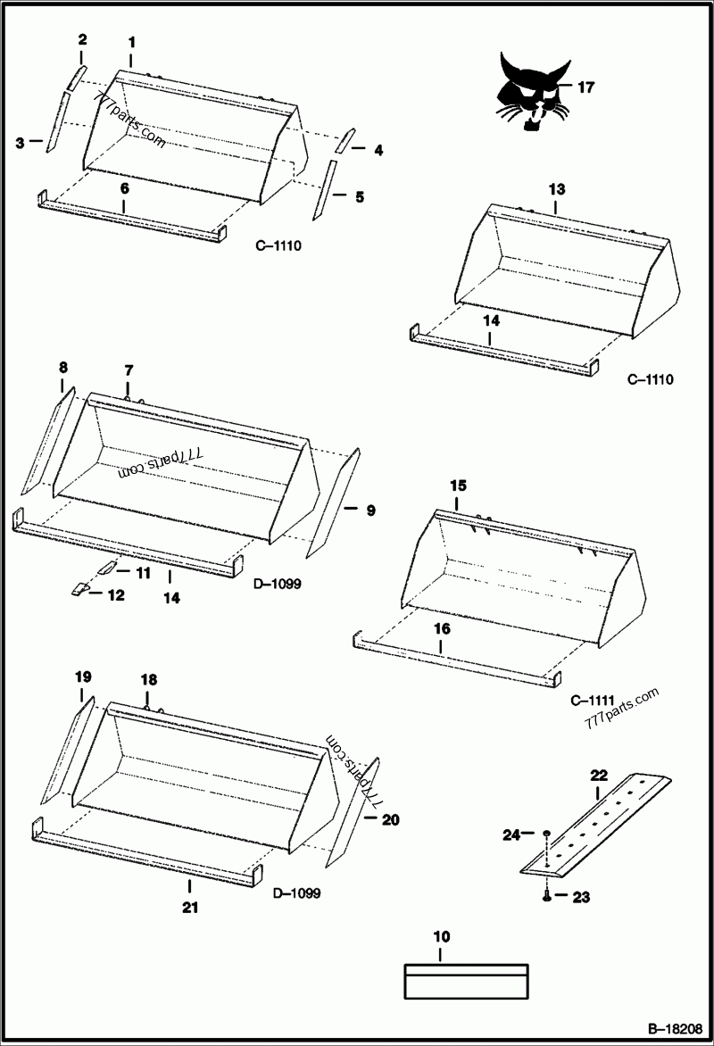 BUCKETS- 500 Series - Attachments Bobcat Bucket (Loader) | 777parts.com