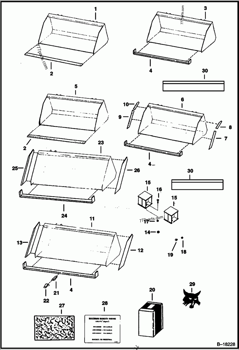 Buckets - 2000 - Attachments Bobcat Bucket (Loader) | 777parts.com