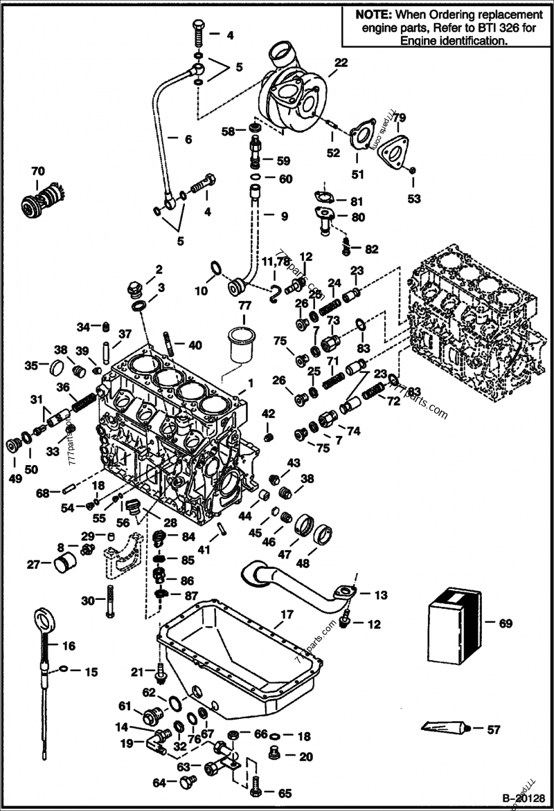Crankcase & Oil Pan - Loaders Bobcat 863 (514411001 - 514439999 ...