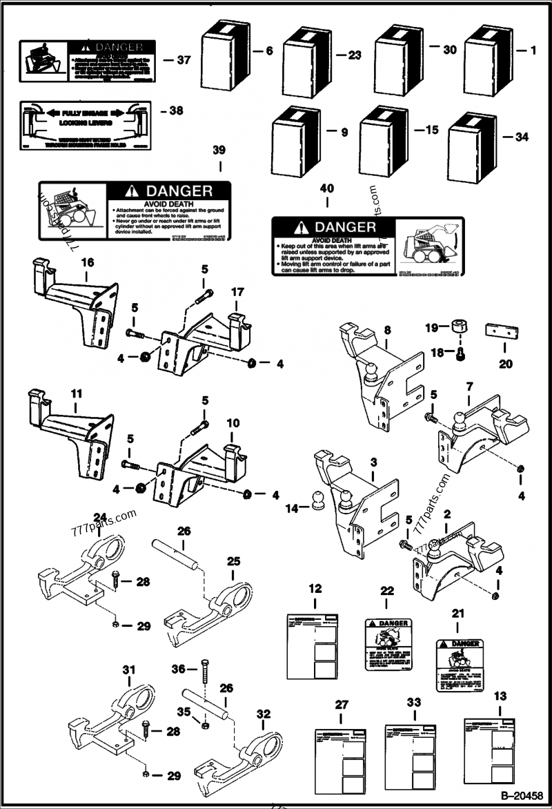 Backhoe (607) (Mounting Kit) (S/N 775000101 & Above, A5CW00101 & Above ...