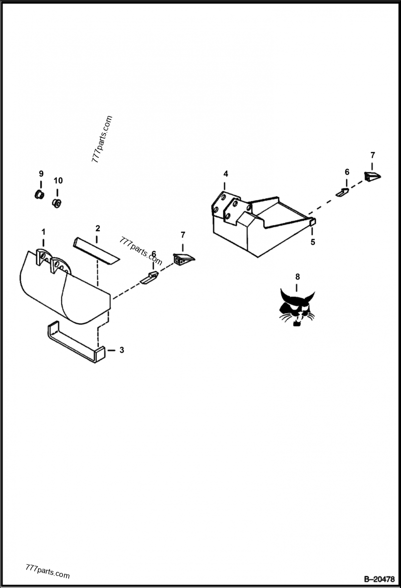 Backhoe (907) (Buckets) (4" (101,6mm) Cutting Edge) (S/N 195601001 ...