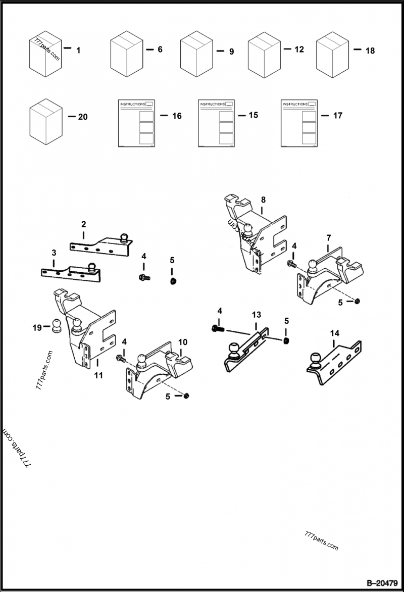 Backhoe (907) (Mounting Kits) (S/N 195601001 & Above) - Attachments ...
