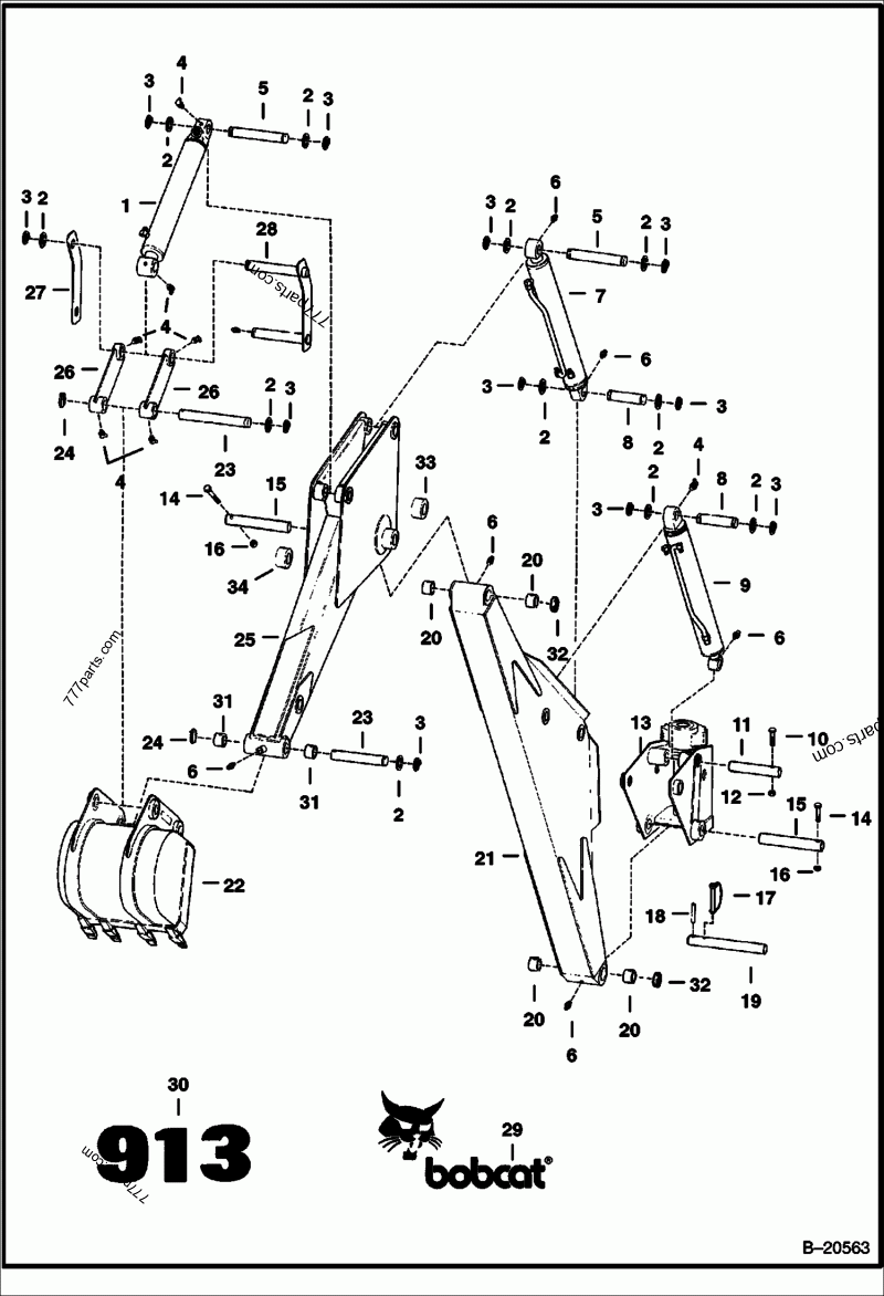 Backhoe (913) (Boom & Dipperstick) (S/N 370001001 & Above ...