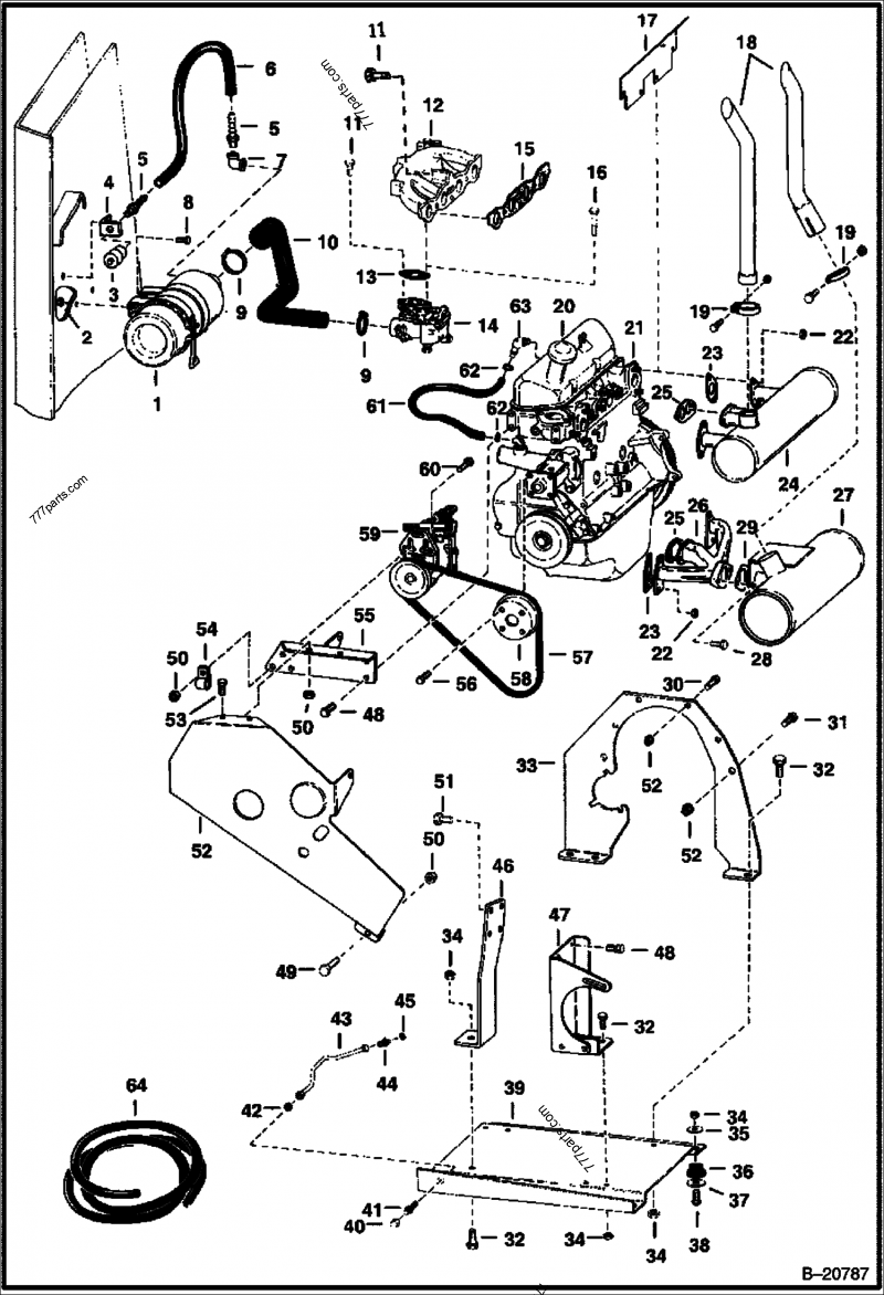 Engine & Attaching Parts - Loaders Bobcat 632 (499311001 & Above ...