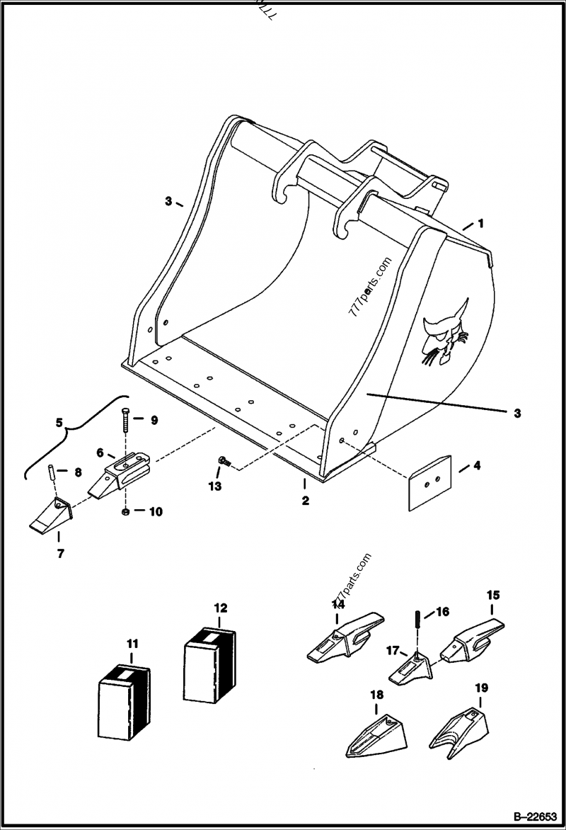 Bucket (X-Change Mounted)(337,341) (Cast) - Attachments Bobcat Bucket ...