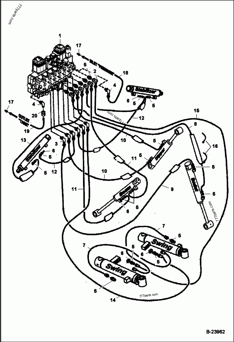 Backhoe 7TB (Hydraulic System) - Attachments Bobcat Backhoe (Compact ...