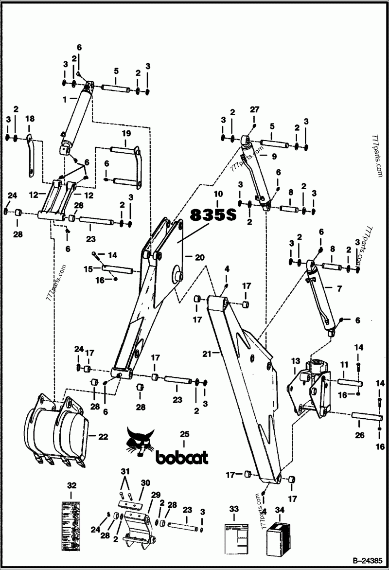 Boom & Dipperstick (835S) - Attachments Bobcat Backhoe (Loader ...