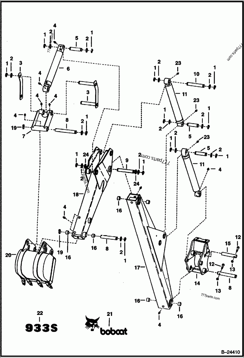Boom & Dipperstick (933S) (S/N 330000101 & Above) - Attachments Bobcat ...