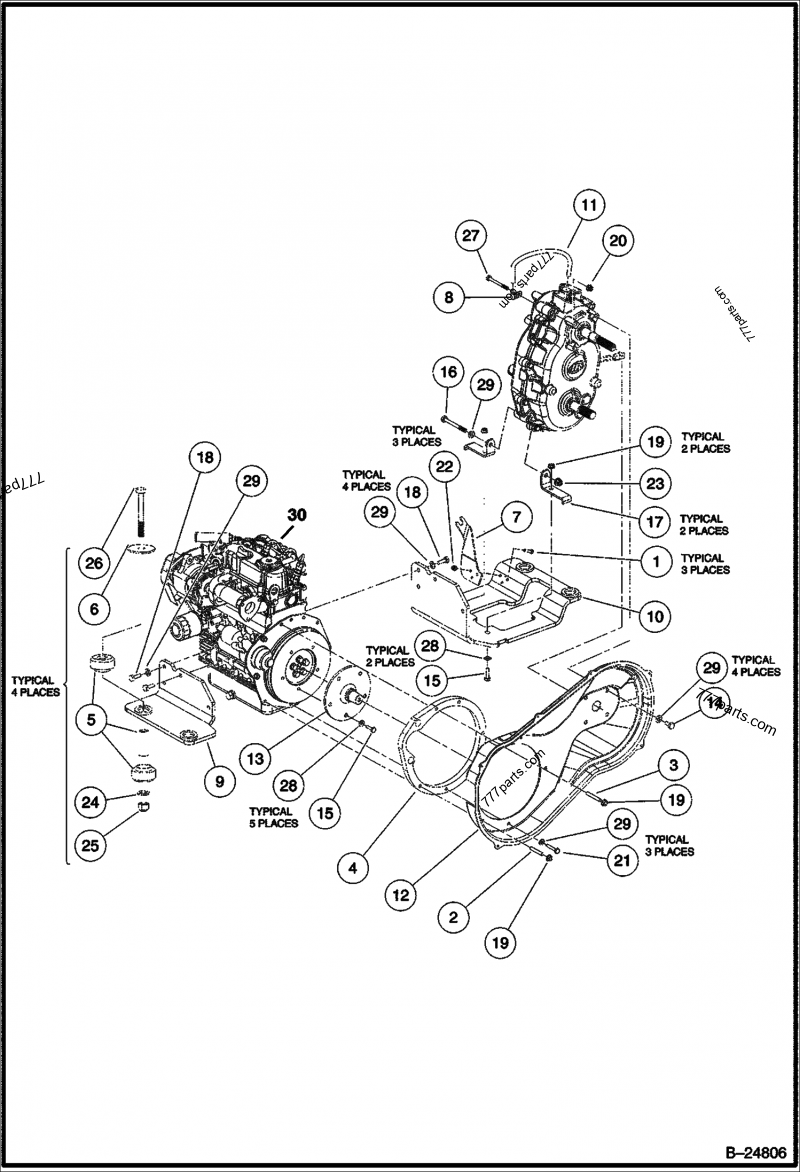 Engine Mounting (Diesel) (Kubota D722) - Utility Vehicles Bobcat 2200S ...