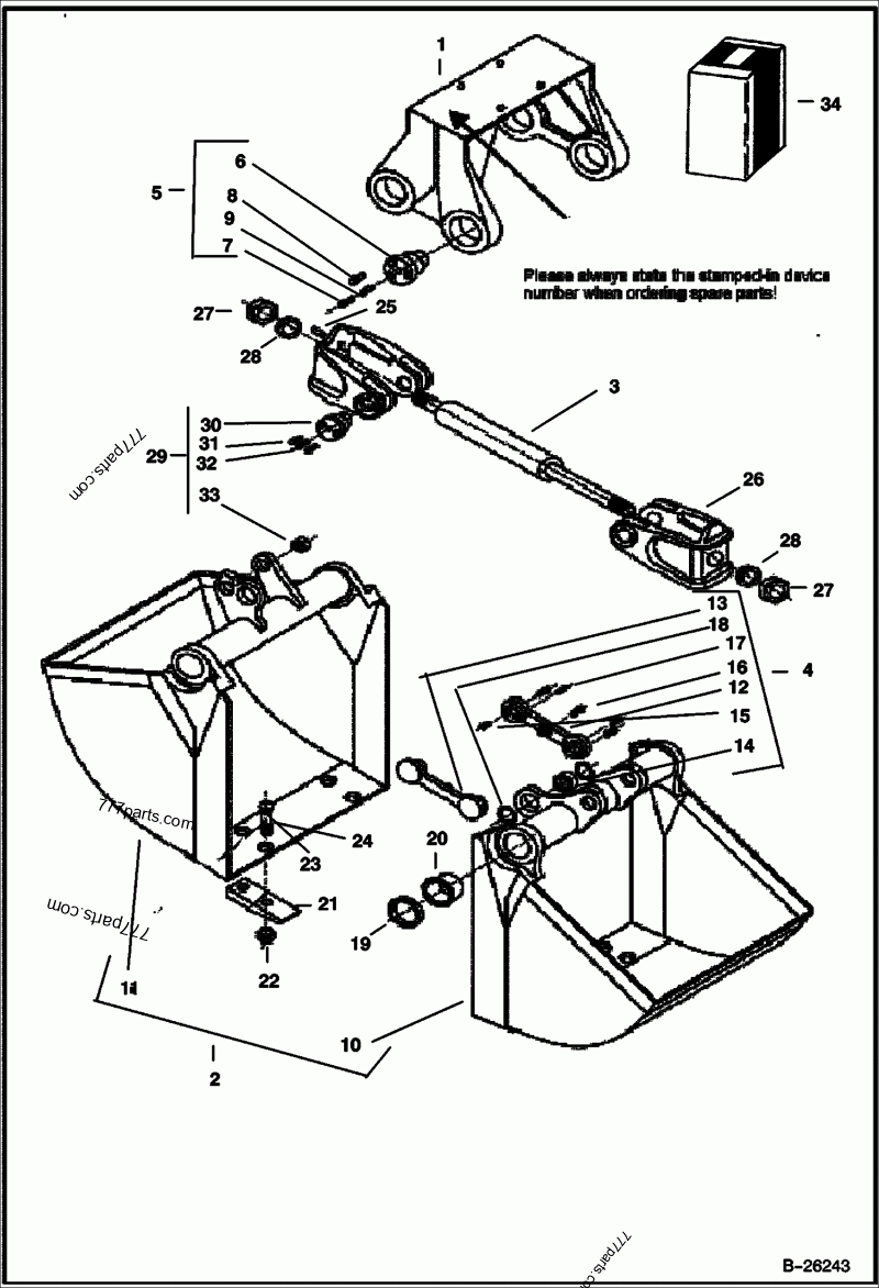 Clamshell Bucket (442) - Attachments Bobcat Bucket (Excavator ...