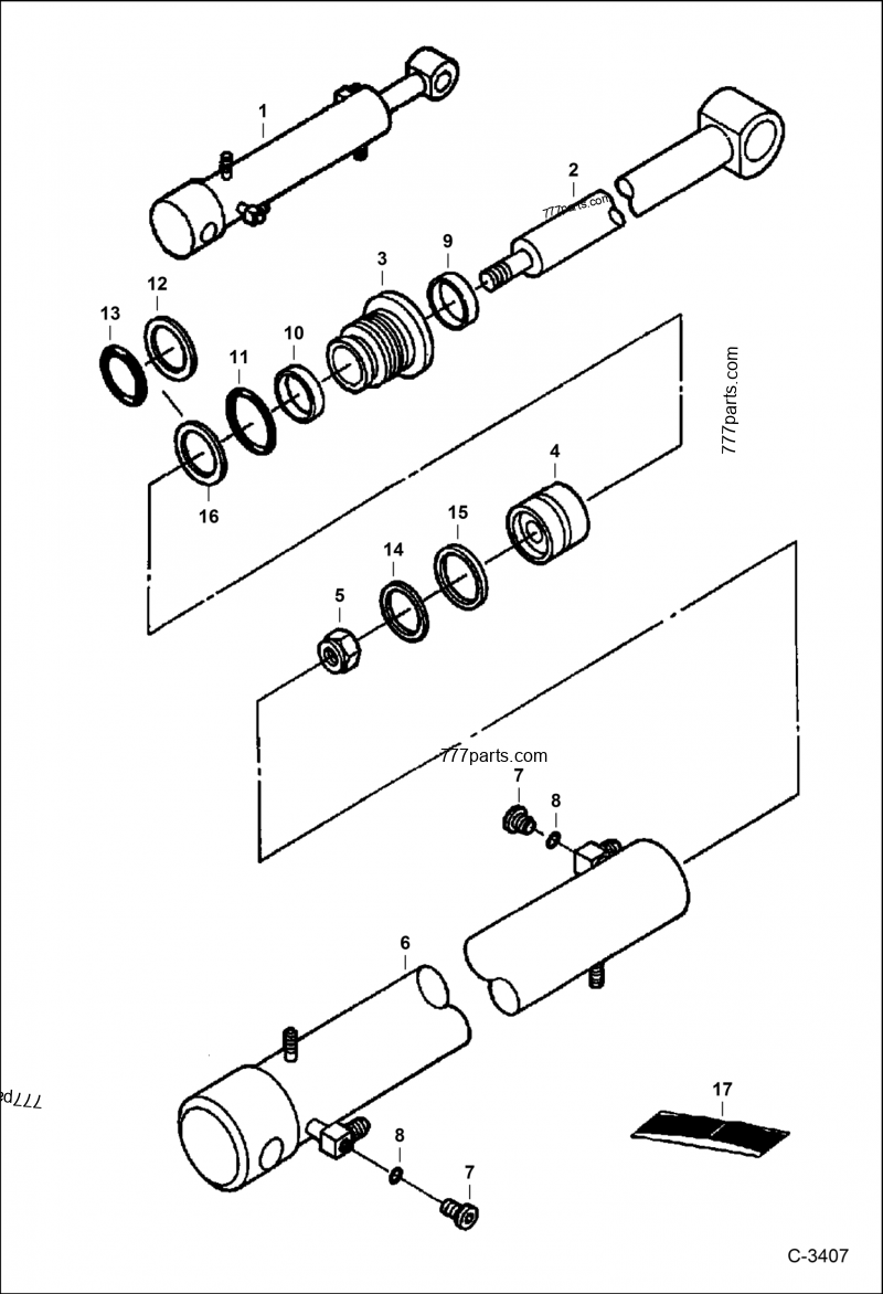 Blade Cylinder - Excavators Bobcat 328 (232311001 & Above, 232411001 ...