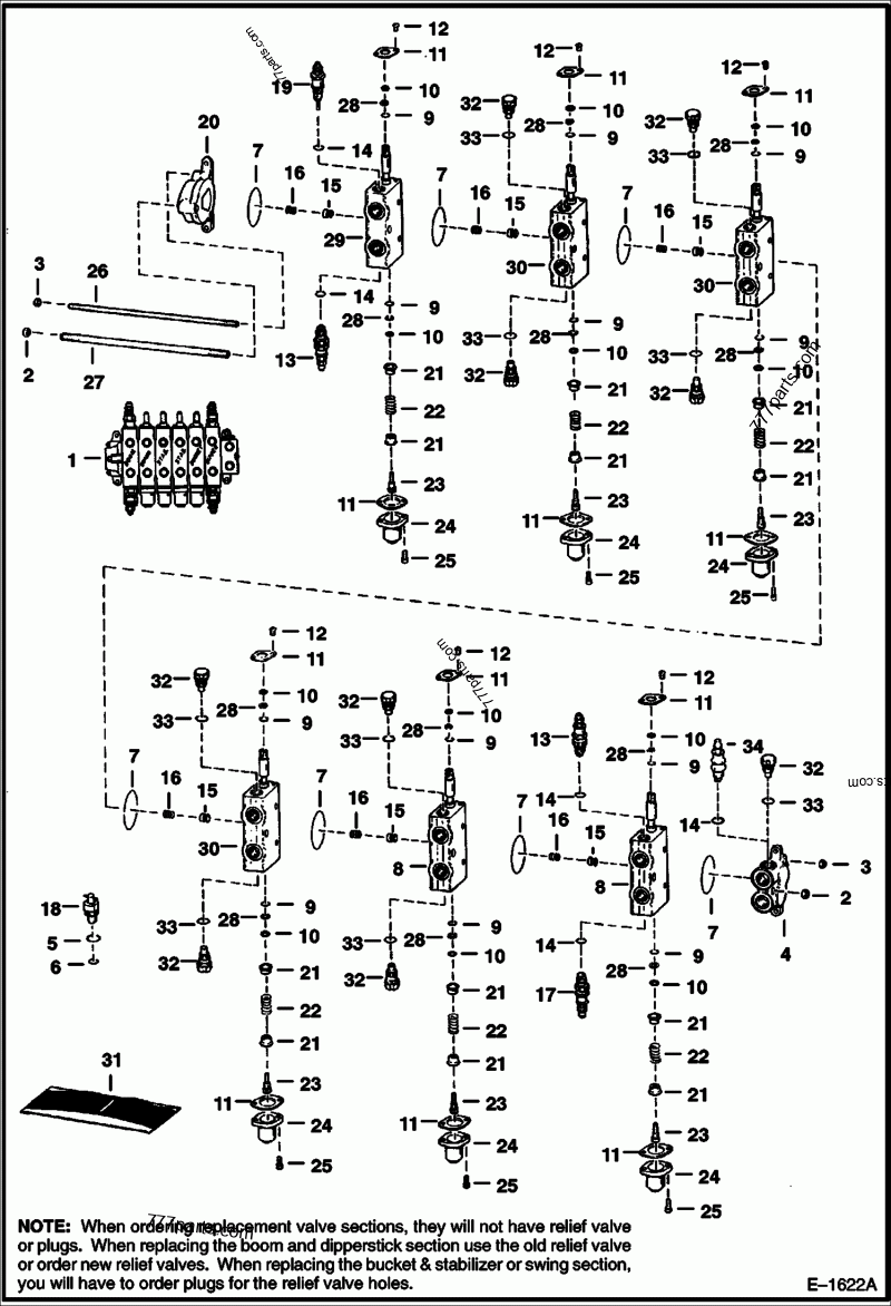 Backhoe (909) (Valve) (Husco) (S/N 113802037 & Above) - Attachments ...