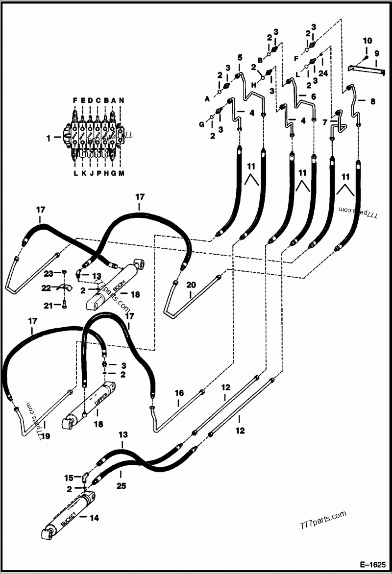 Backhoe (909) (Boom Hydraulic Circuitry) (Husco Valve) (S/N 113802037 ...