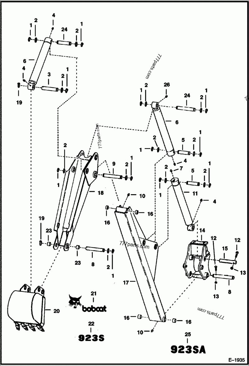Boom & Dipperstick (923S) (923SA) (S/N 190000101 & Above, 320000101 ...