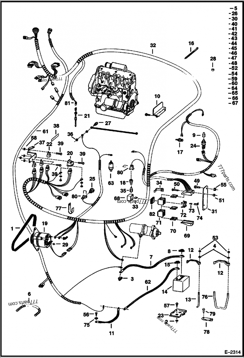 Engine Electrical Circuitry - Loaders Bobcat 653 (514811001 & Above ...