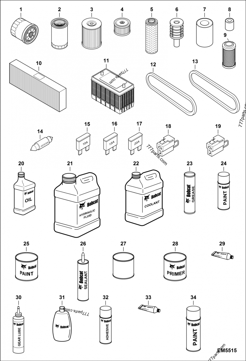 Maintenance Items (Service Parts) (EMEA) - Excavators Bobcat E80 ...