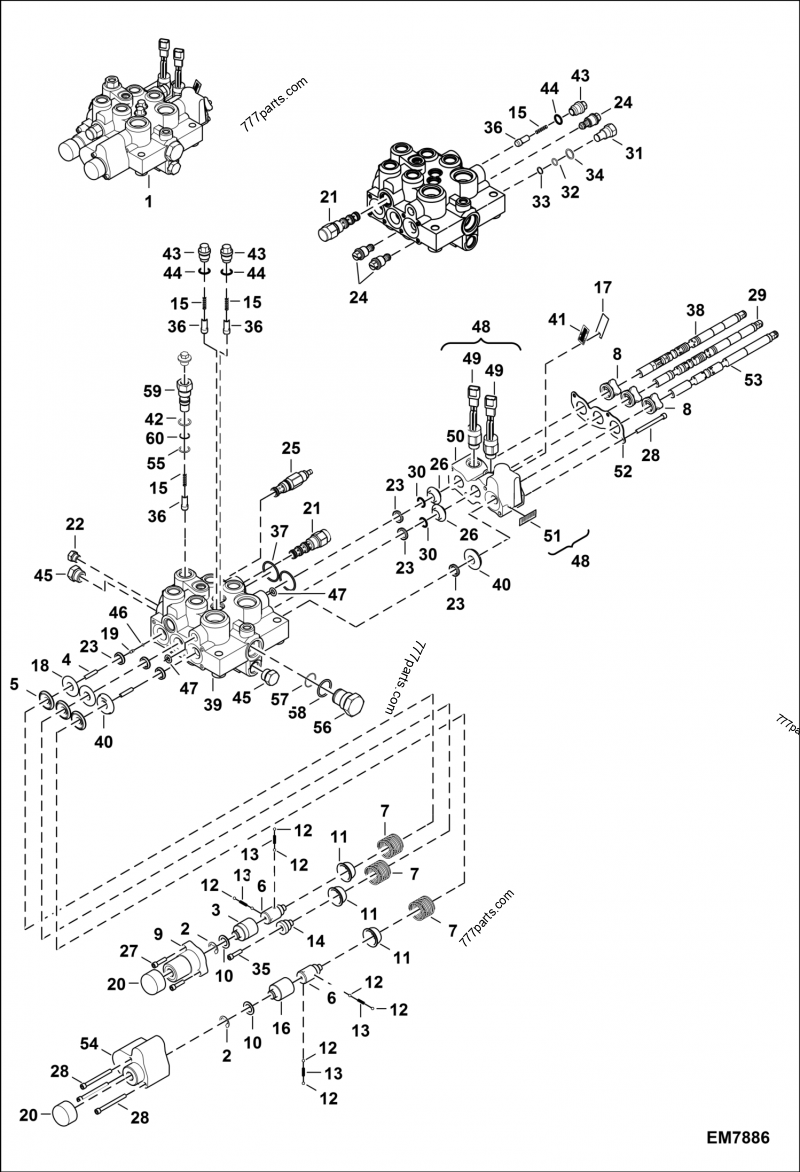 Hydraulic Control Valve (Manual Controls) - Loaders Bobcat S100 ...