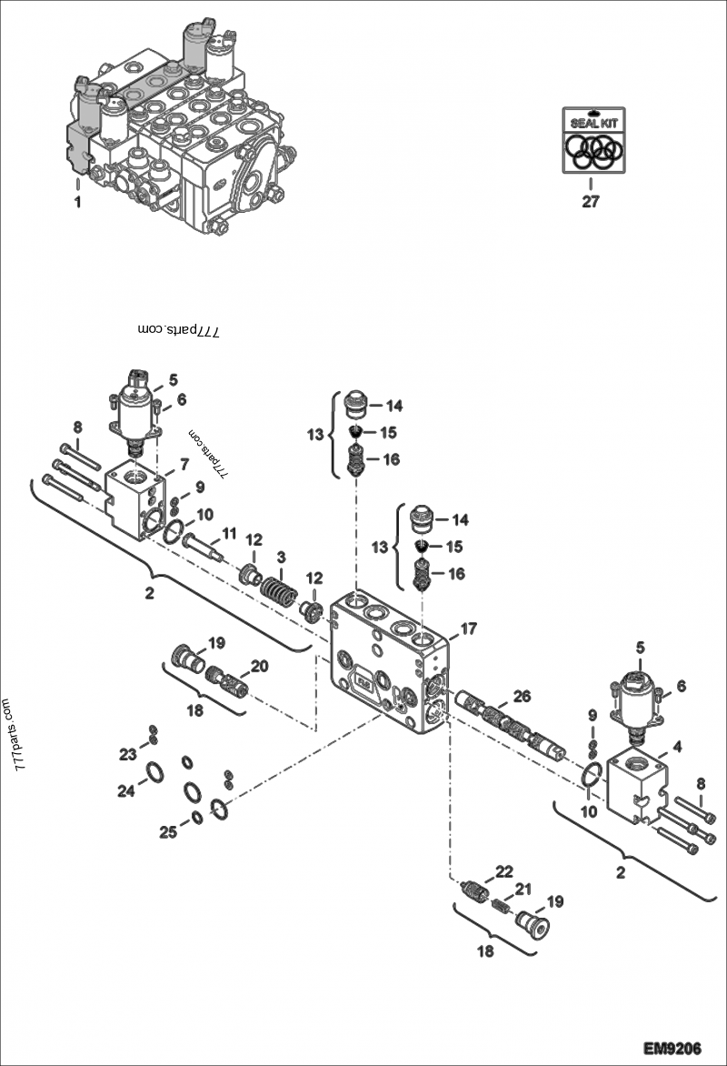 Control Valve Section (Auxiliary) (S/N AC1C11239 & Above, AC1D12000 ...