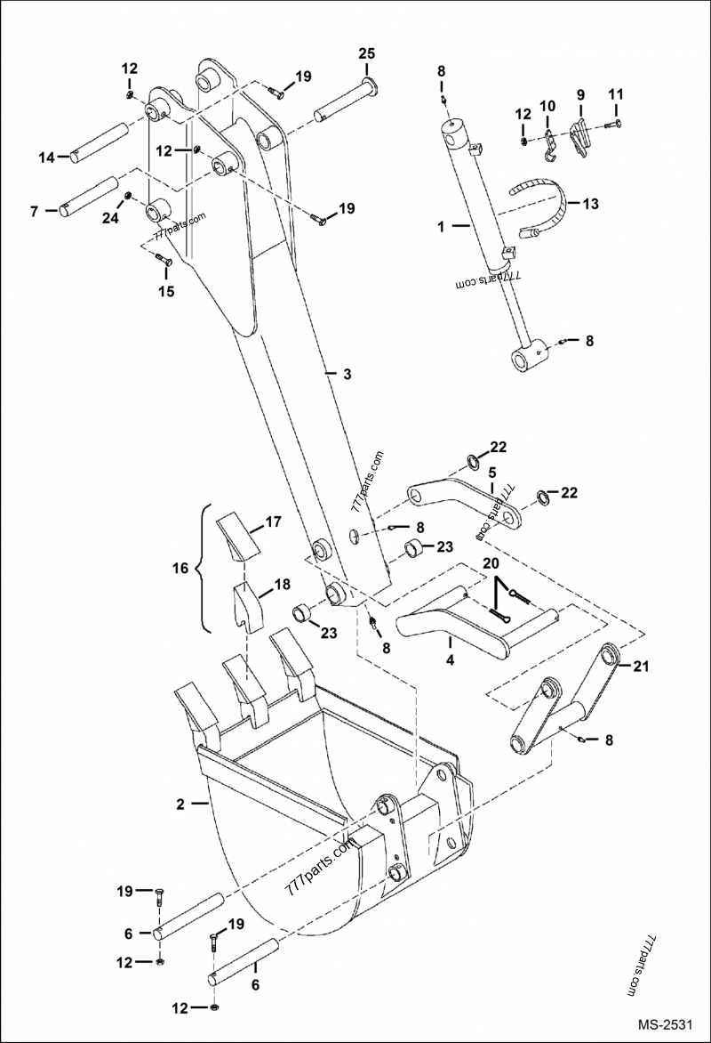 Backhoe 6TB (Dipper & Bucket) (S/N A91400101 & Above) - Attachments ...