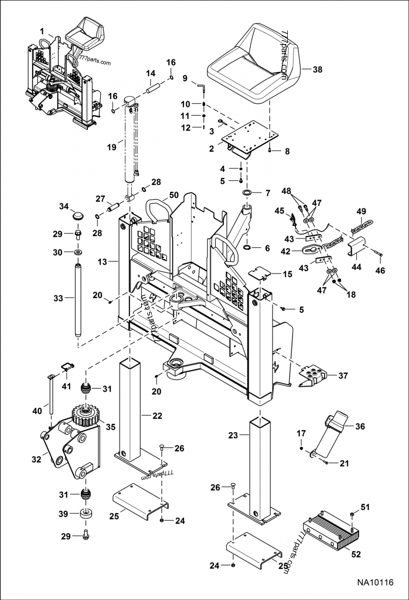 Backhoe (7BH) (Main Frame) (S/N B3BG00101 & Above) - Attachments Bobcat ...