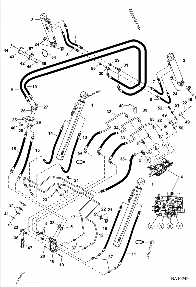 Hydraulic Circuitry (W/BPV Junction Block) (S/N B3CA11001 - B3CA12030 ...