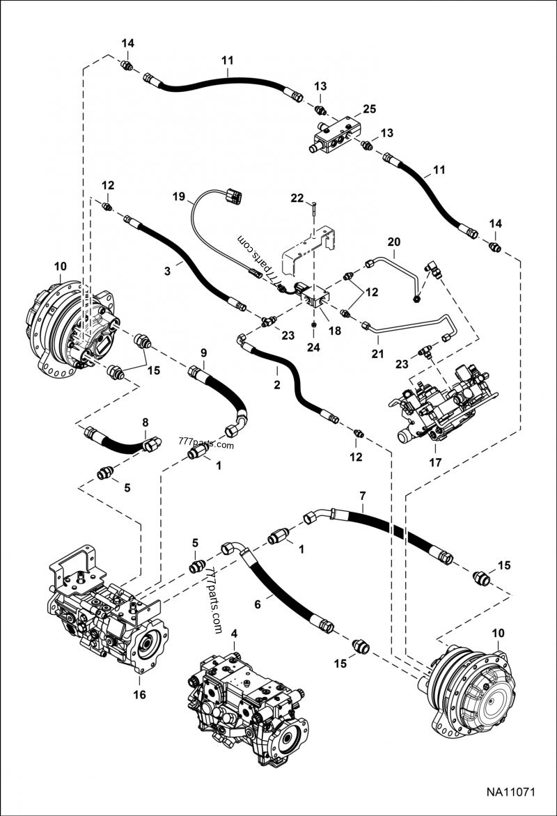 Hydrostatic Circuitry (Single Speed Motor) (S/N B3NK11001 - B3NK27600 ...