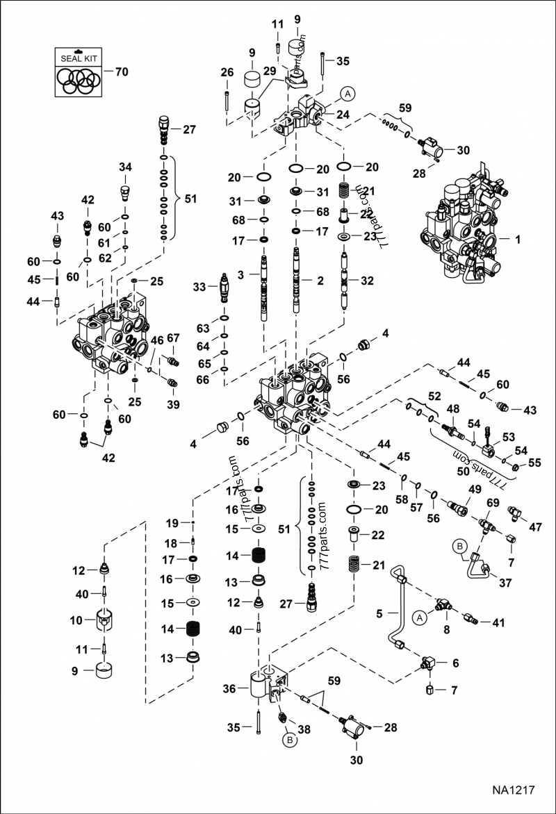 Hydraulic Control Valve (AHC, ACS & SJC) (Two Piece Detent Block) (S/N ...