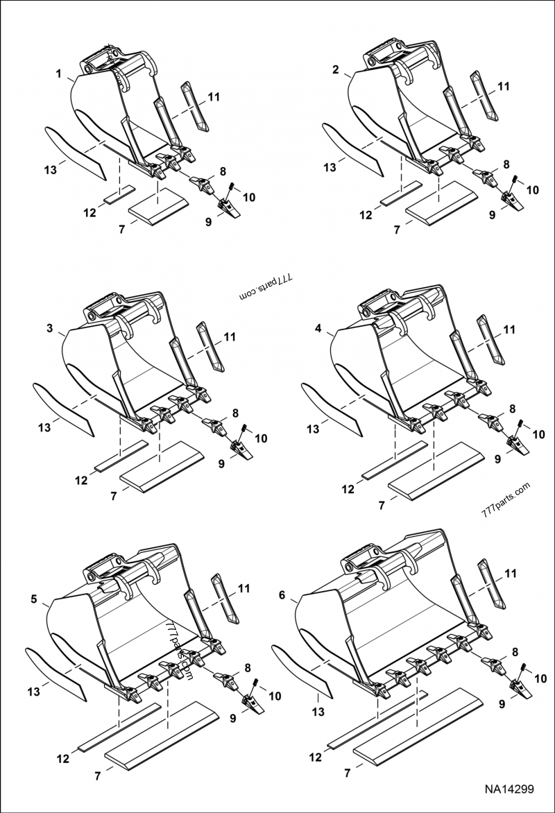 Bucket (CL4) (X-Change) (W/Teeth) (12") (16") (18") (20") (24") (30 ...