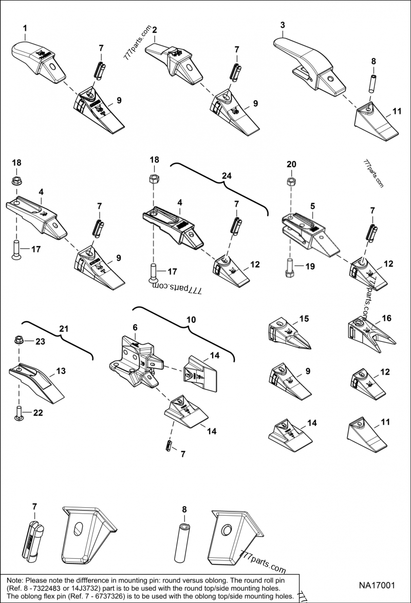 Bucket Shanks & Teeth (Service Replacement) - Attachments Bobcat Bucket ...