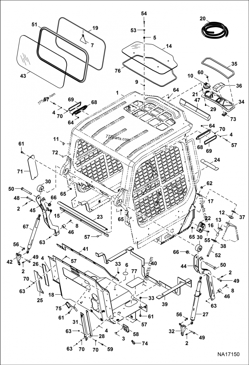 CAB & Attaching Parts - Loaders Bobcat S76 (B4ZY11001 & Above ...
