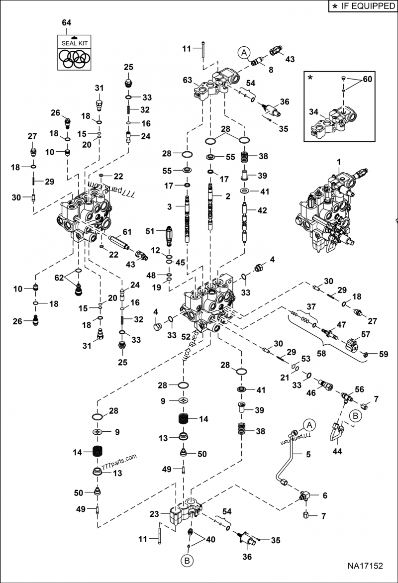 Hydraulic Control Valve (Standard Flow) - Loaders Bobcat T66 (B4SB11001 ...