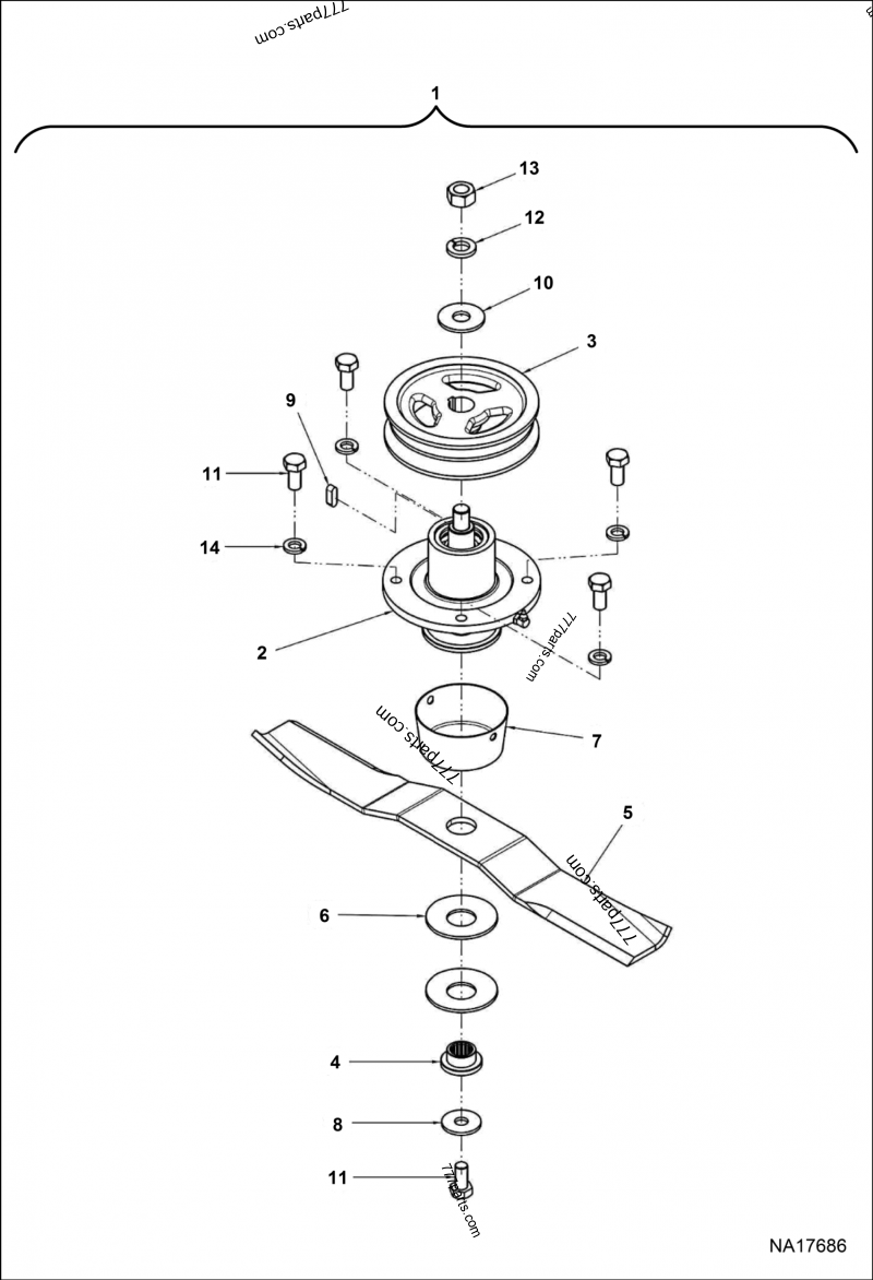 Mower (Side Spindle Assembly) (M60-5) (S/N B4Y400101 & Above ...