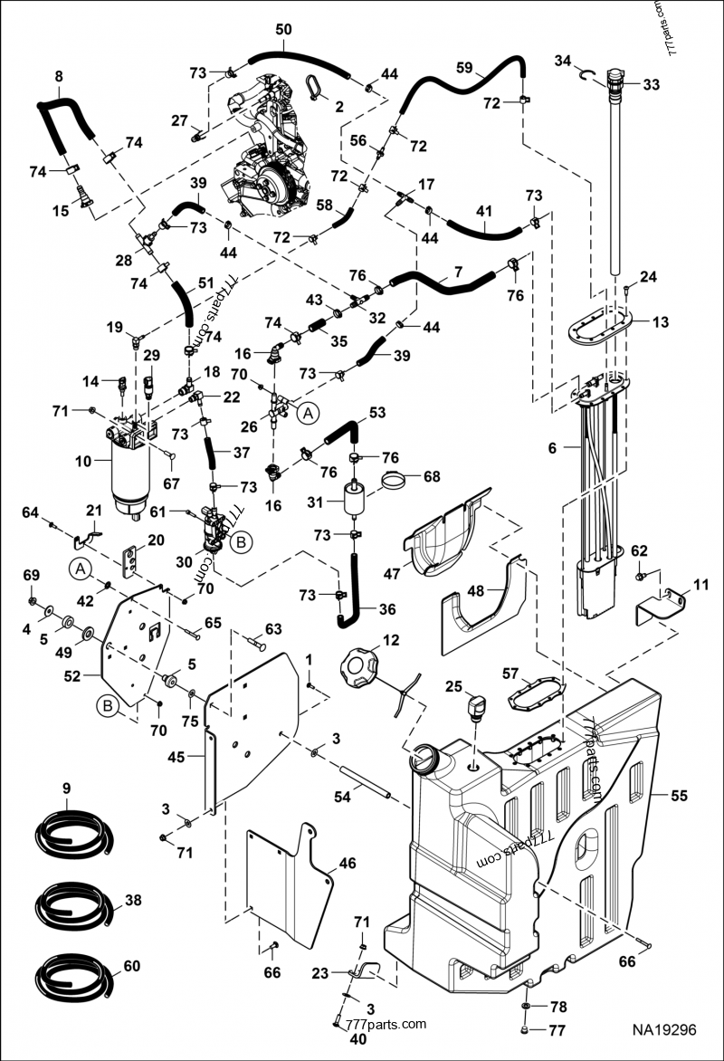 Engine & Attaching Parts (Fuel System) - Loaders Bobcat S66 (B51U11001 ...