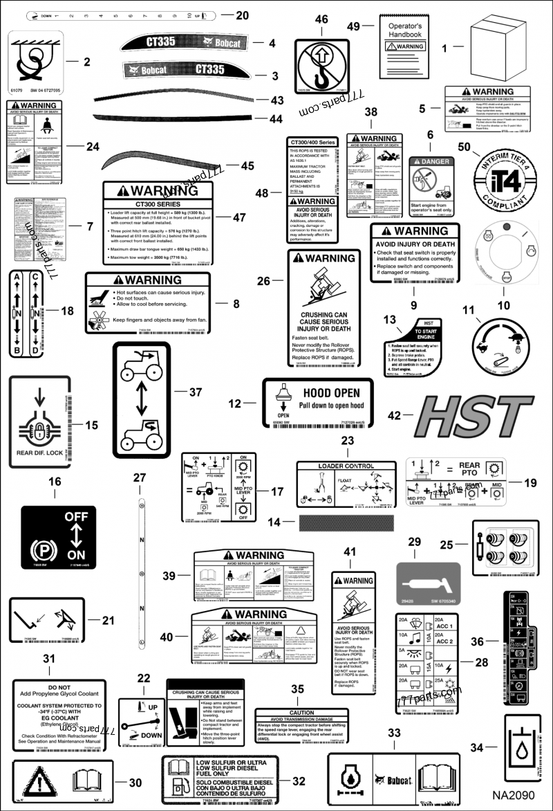 Decals - Compact Tractors Bobcat CT335 (ABH811001 & Above W/Cab ...