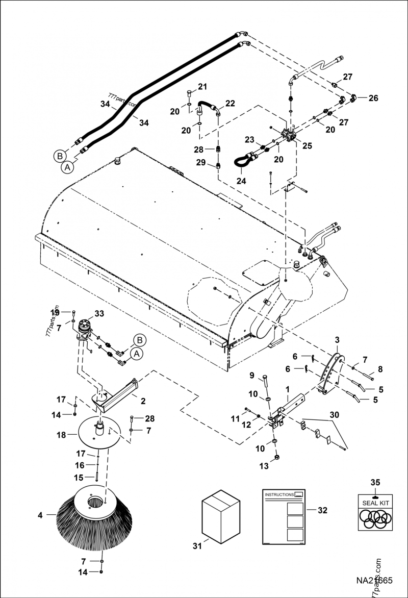 Gutter Brush LH - Attachments Bobcat Sweeper (B5J800101 & Above ...