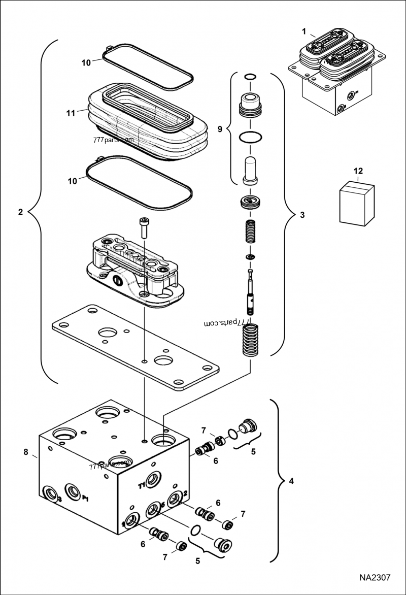 Travel Controller (Dual Pedal Valve) - Excavators Bobcat E55 (AJ1911001 ...