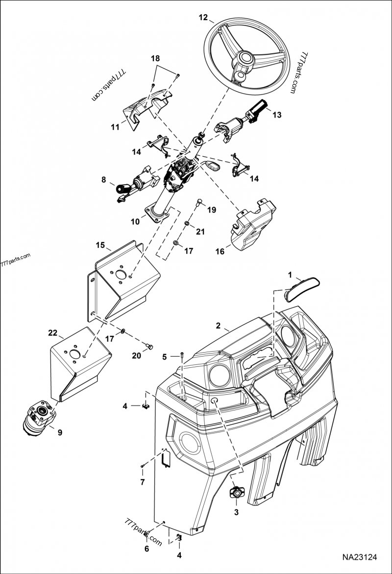 Operator Controls (Steering Column Front Console) (W/O HVAC) - Backhoe ...