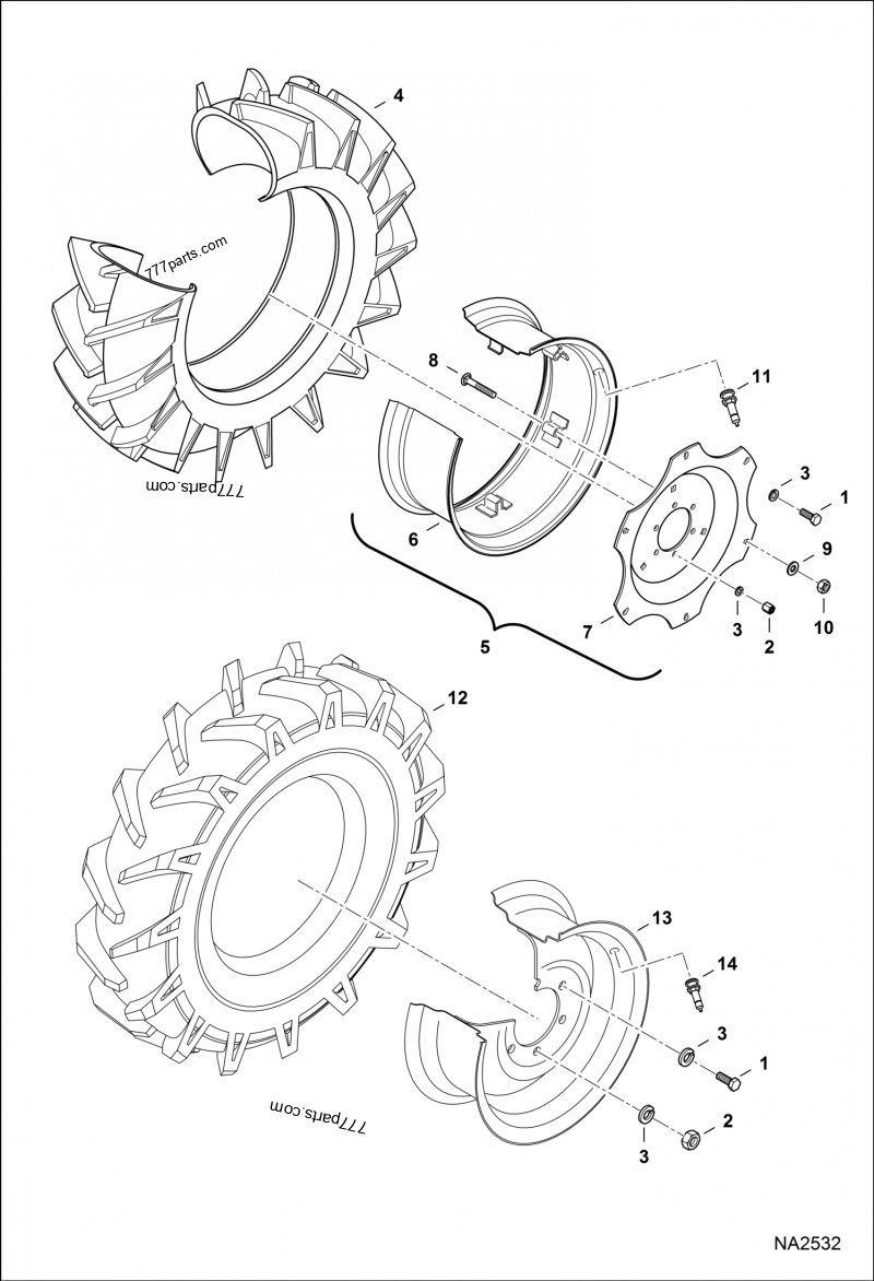 Tires & Rims (Rear) - Compact Tractors Bobcat CT335 (AK9G11001 & Above ...