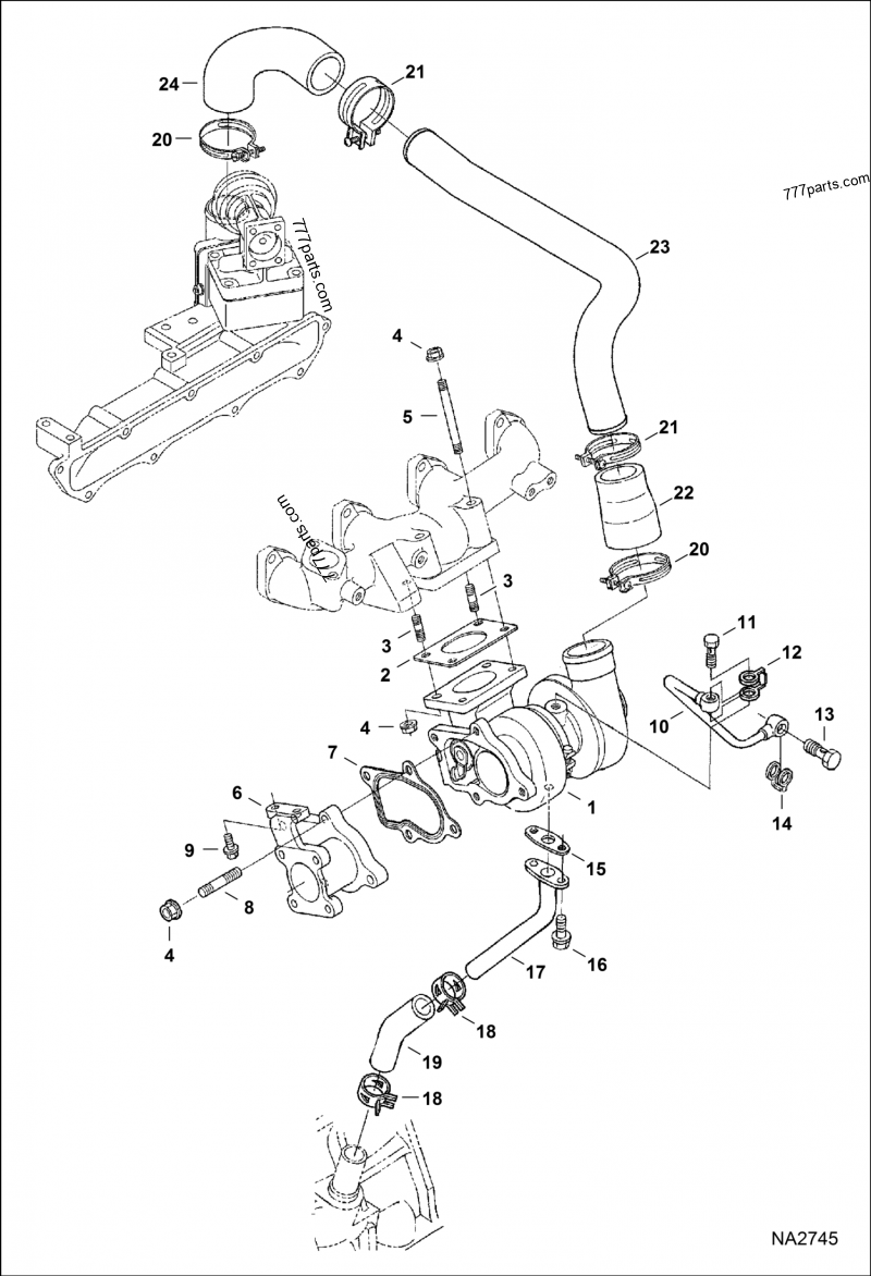 Turbocharger - Loaders Bobcat T750 (ANKA11001 & Above) | 777parts.com