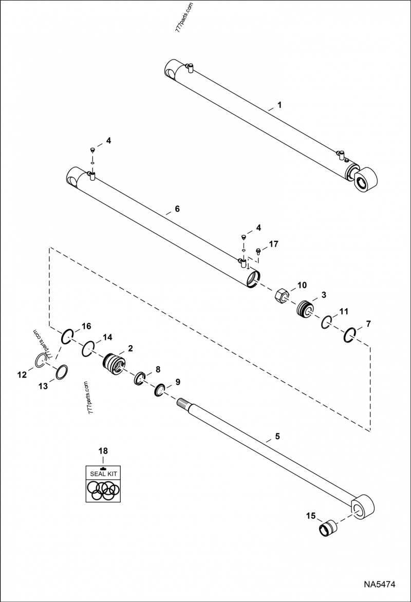 Extendable Arm Cylinder - Excavators Bobcat E55 (AJ1911001 & Above ...