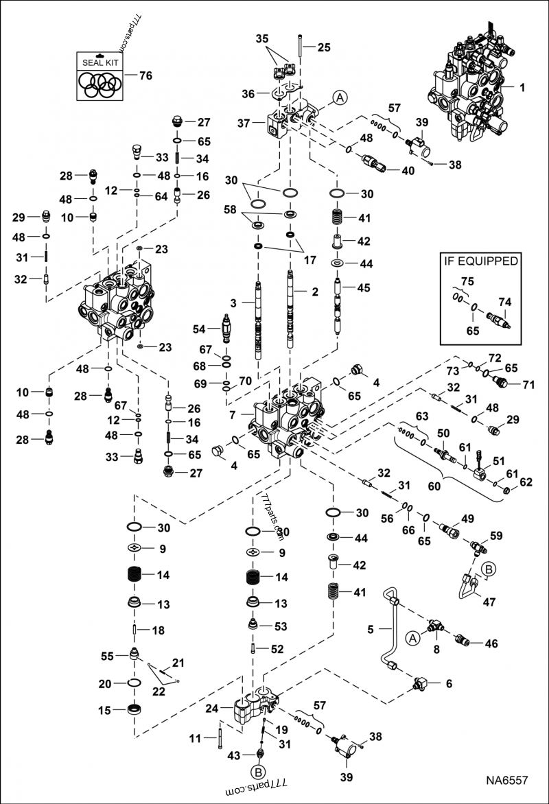 Hydraulic Control Valve (Manual Controls) (One Piece Detent Block) (S/N ...