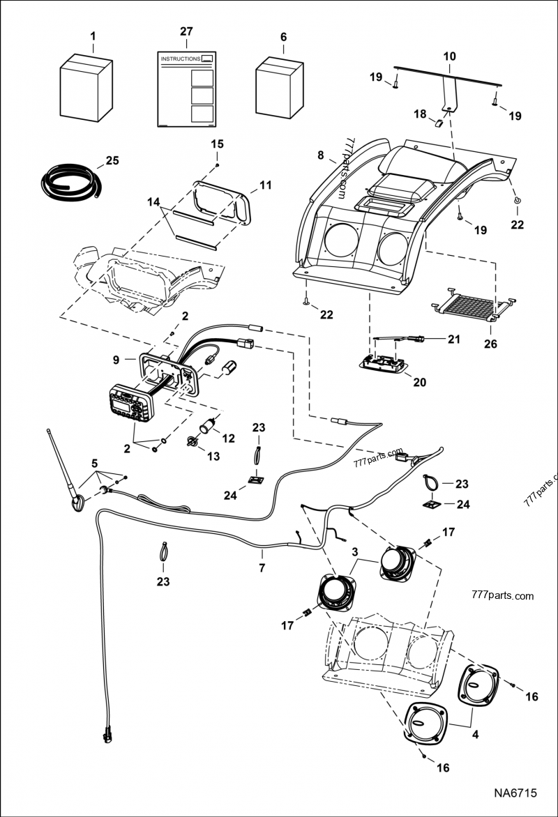 Radio Kit (Weatherproof Stereo) - Work Machines Bobcat 5610 (B2LH11001 ...