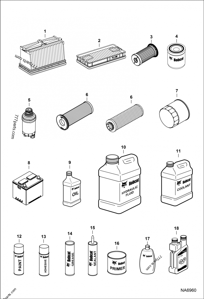 Maintenance Items (Service Parts) - Loaders Bobcat S750 (ATDZ11001 ...