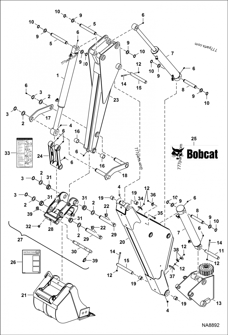 Backhoe (Boom & Dipperstick) (9BH) (S/N B38Y00101 & Above ...