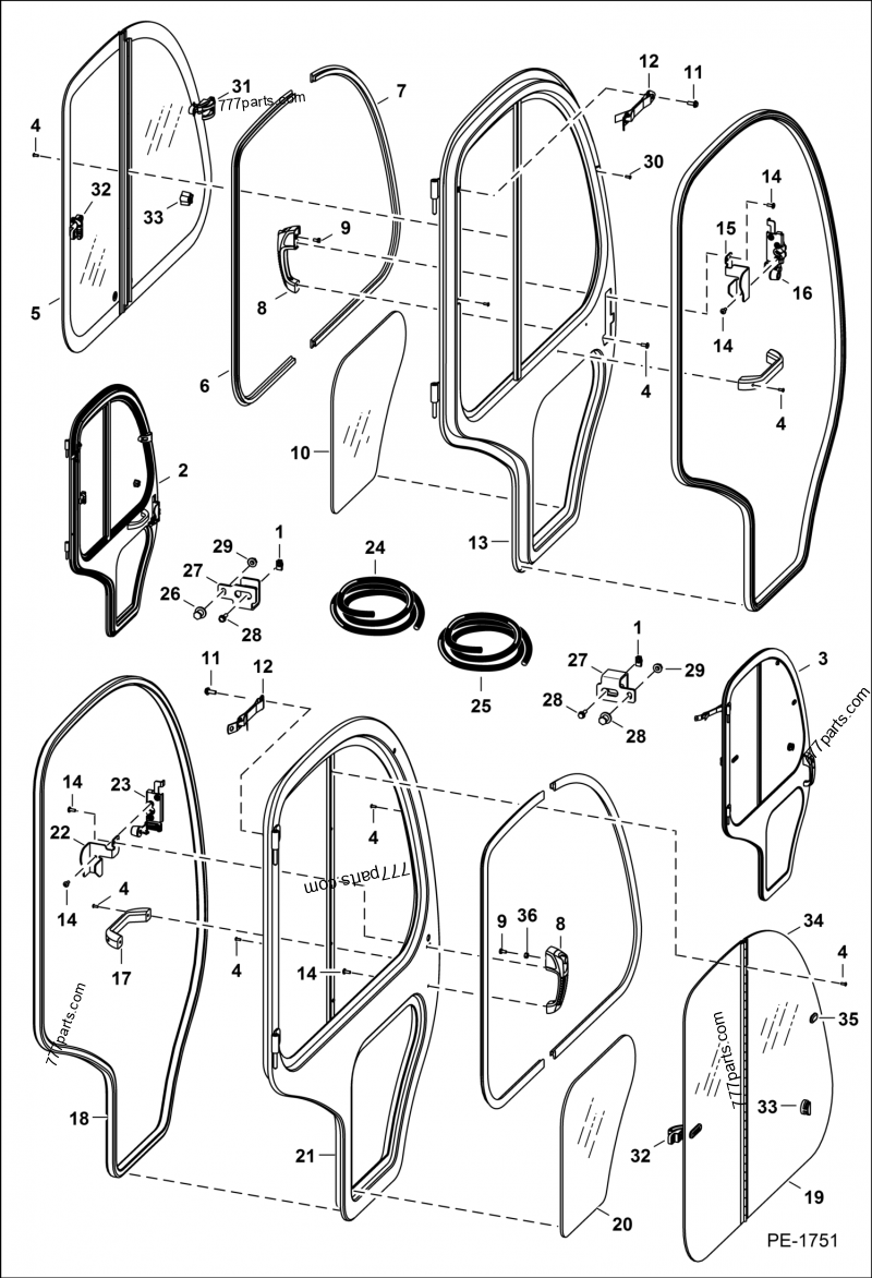 CAB Doors (W/Lower Door Glass) - Work Machines Bobcat 5600 (A94Y11001 ...